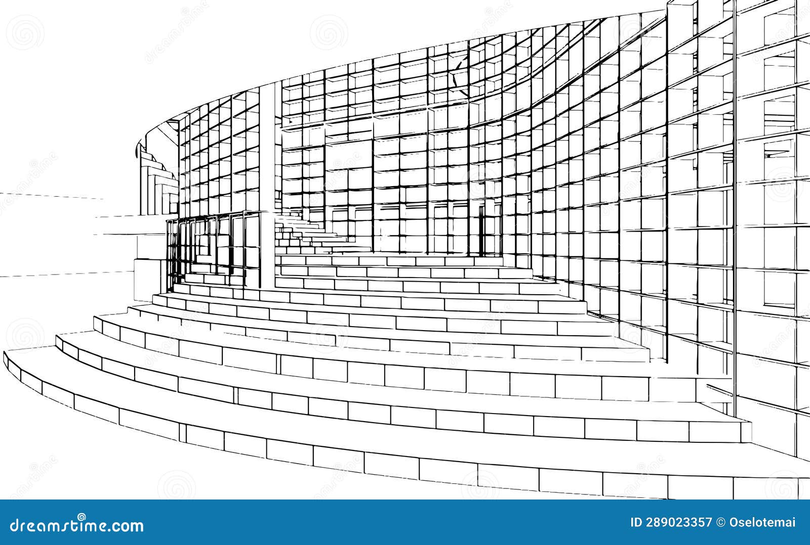 Line Drawing of a Large Bookshelf Structure in a Bookstore,3d Rendering ...