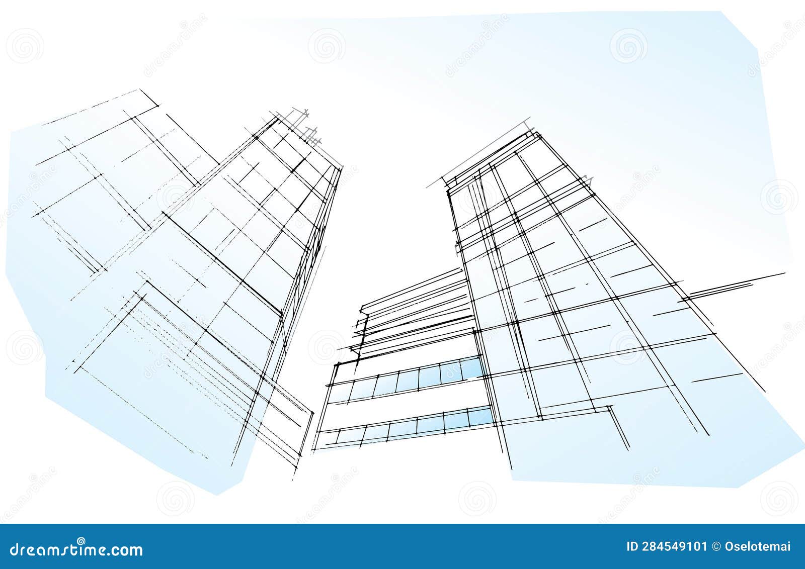 Line Drawing of Large City Building,a Line Drawing Using Interior ...