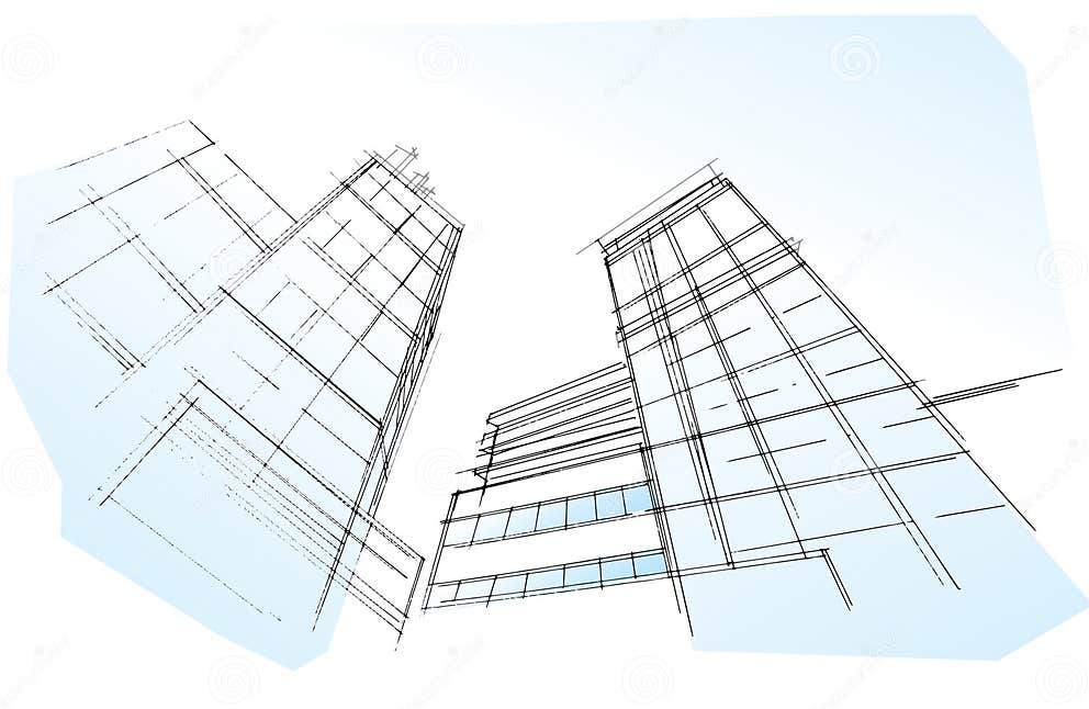 Line Drawing of Large City Building,a Line Drawing Using Interior ...