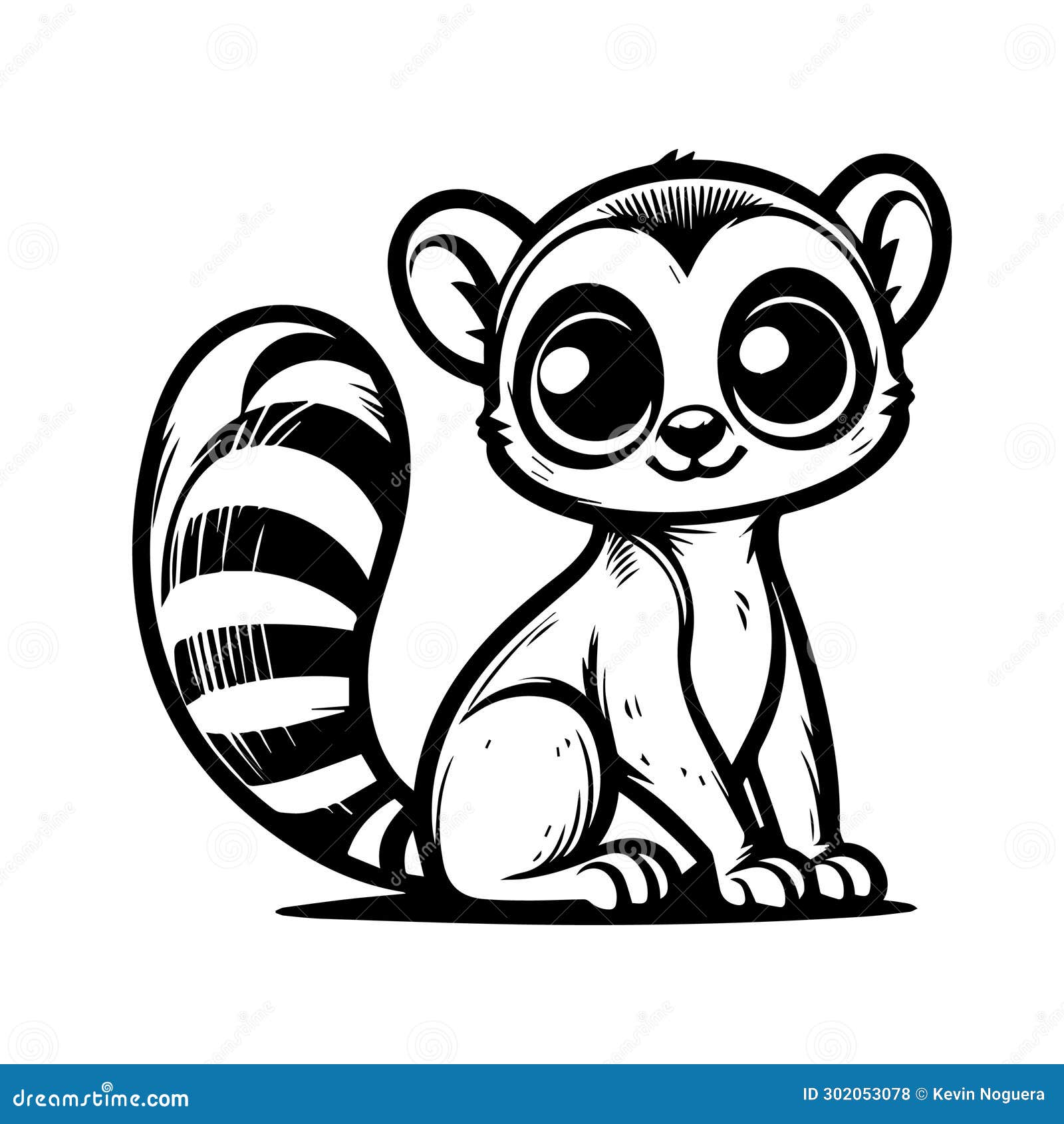 Line Drawing of a Lemur in Black and White for Coloring Vector Stock ...