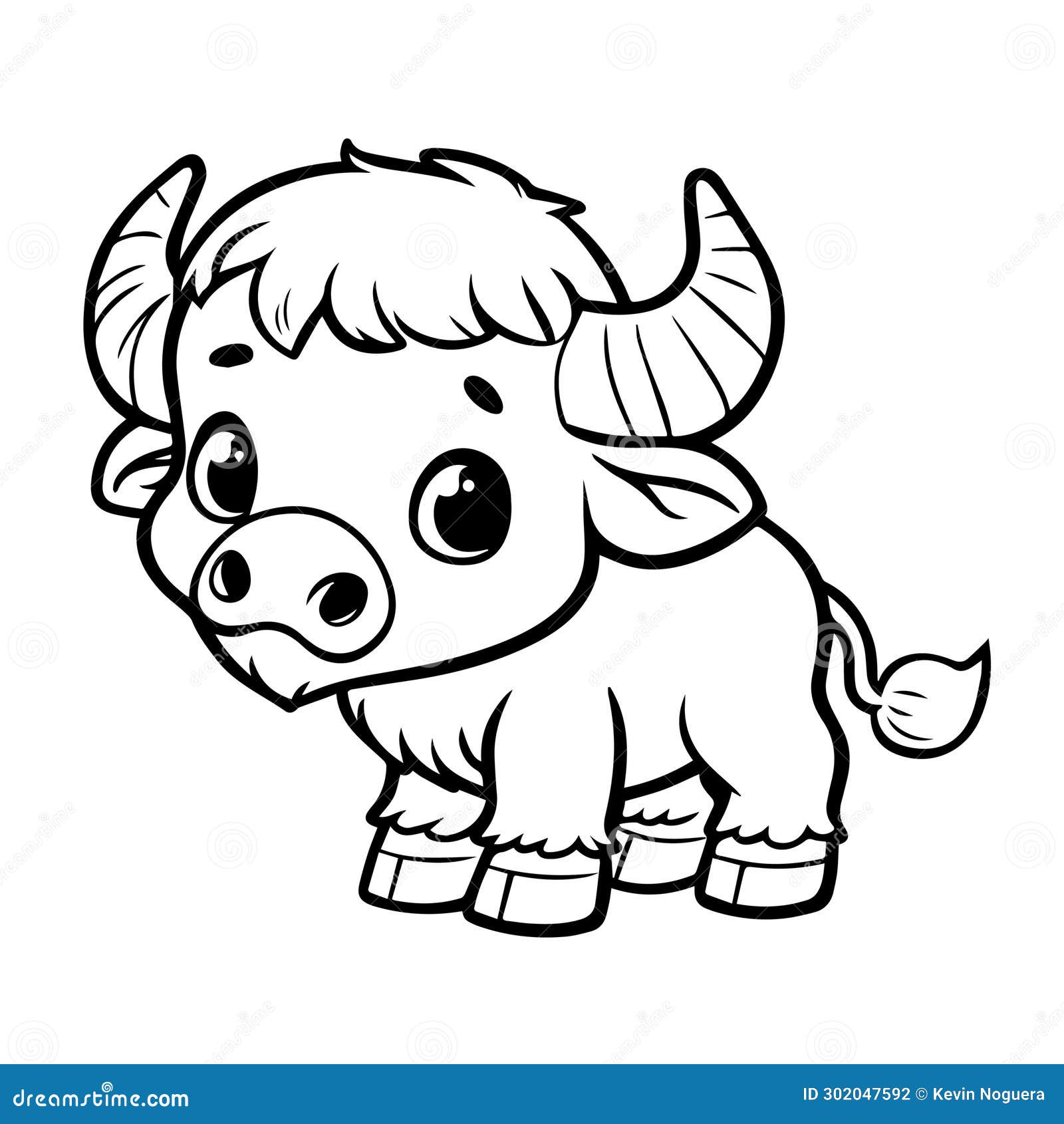 Line Drawing of a Little Bull in Black and White for Coloring Vector ...