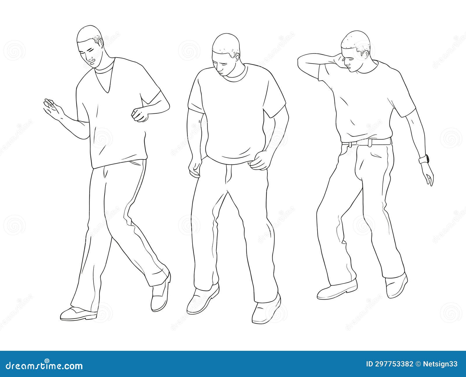 A Line Drawing of a Man - Hip Hop Trio Dancer Choreography Stock ...