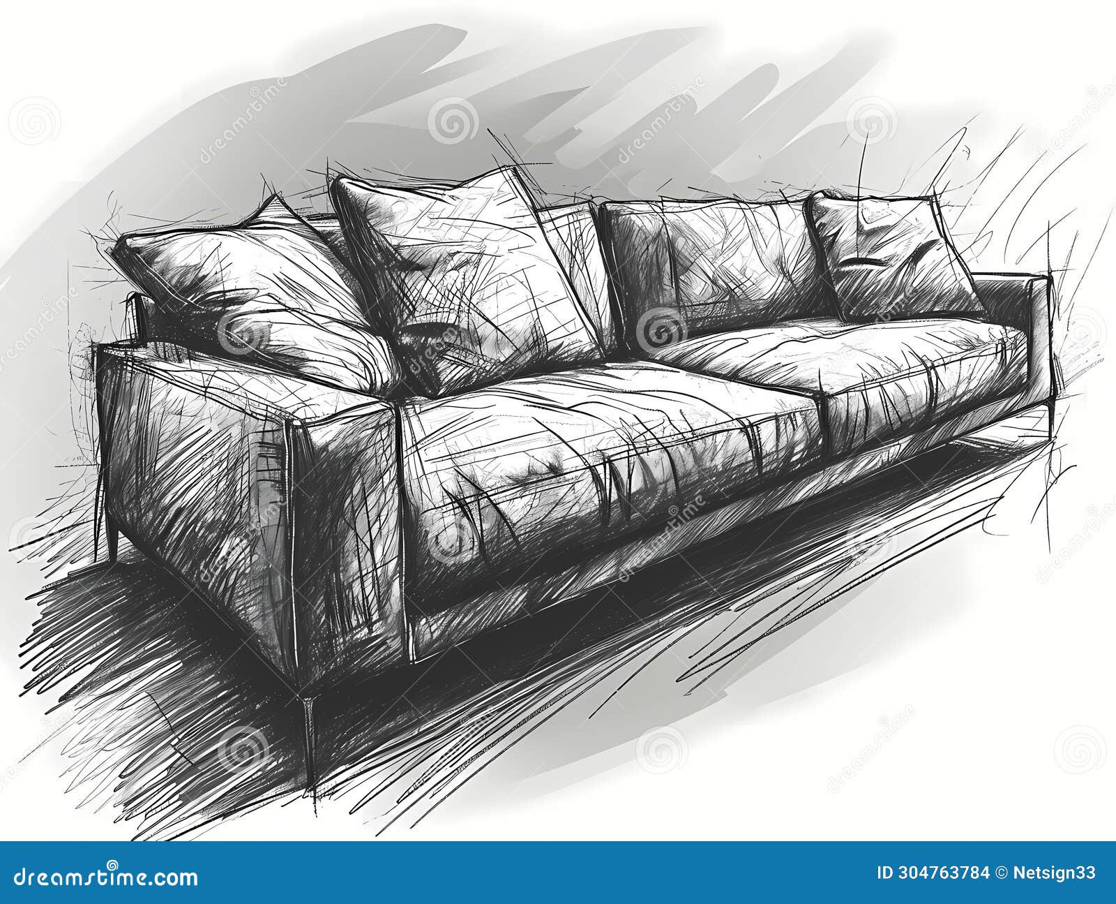 Line Drawing Of Minimal Futuristic Sofa, A Drawing Of A Couch Stock ...