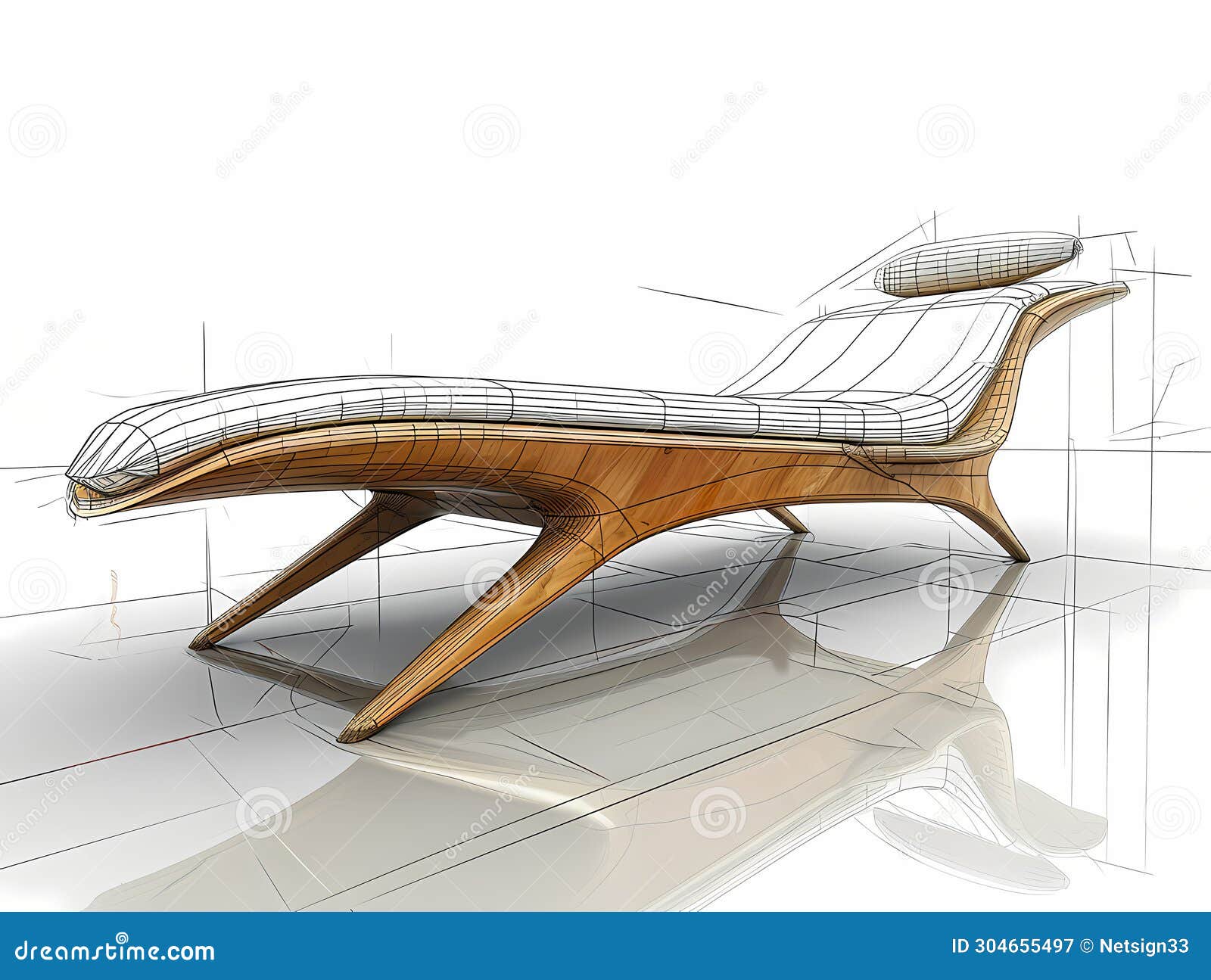 Line Drawing Of Minimal Futuristic Sofa, A Drawing Of A Lounge Chair ...