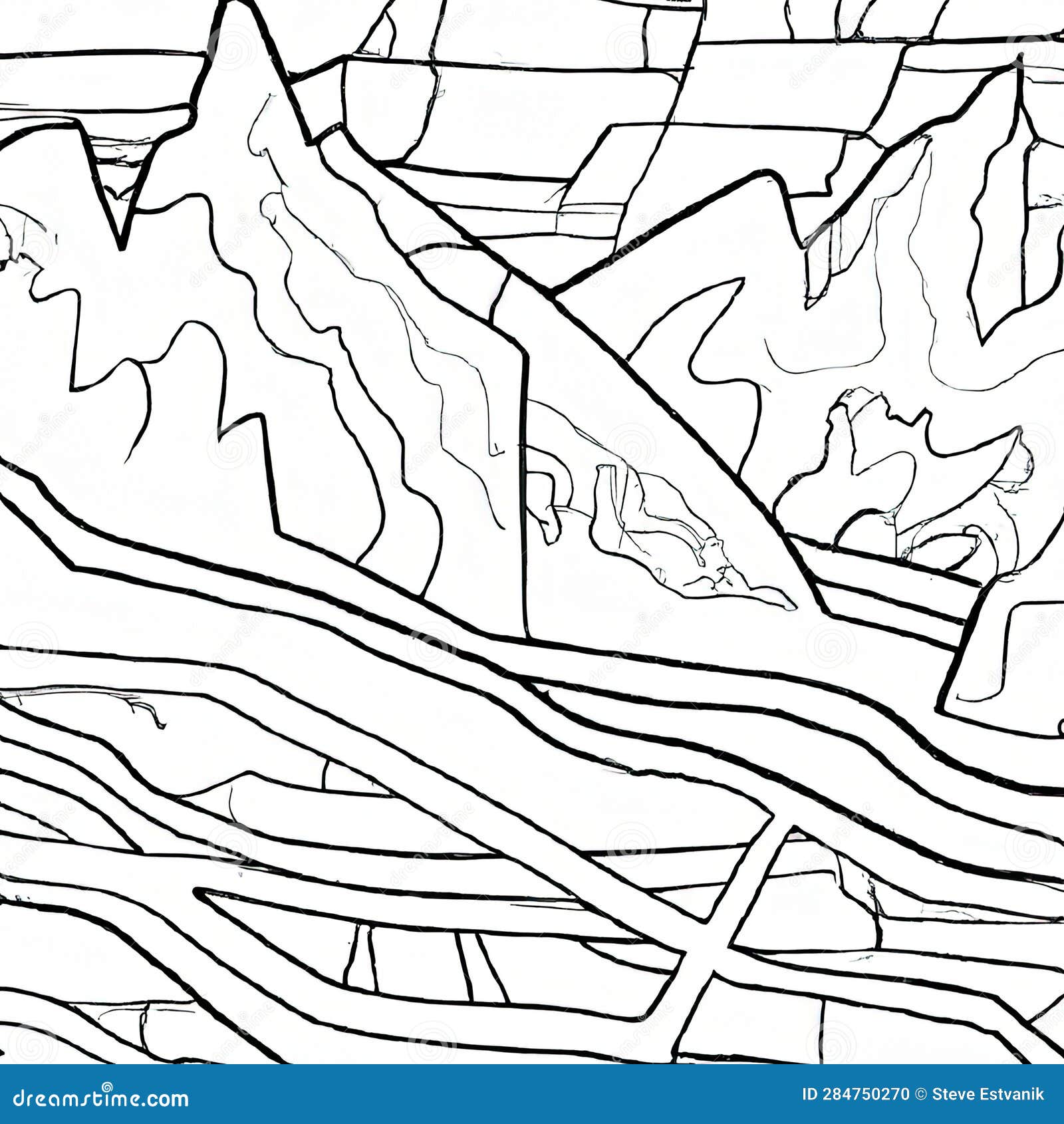 Line Drawing of Mountains Like the Alps Stock Illustration ...