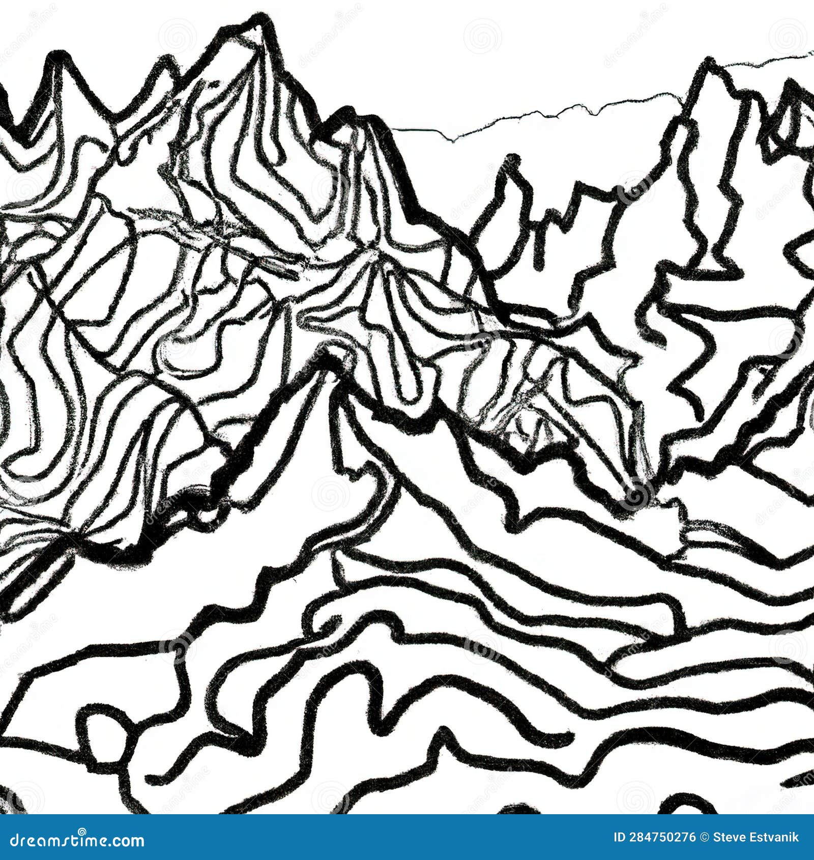 Line Drawing of Mountains Like the Alps Stock Illustration ...