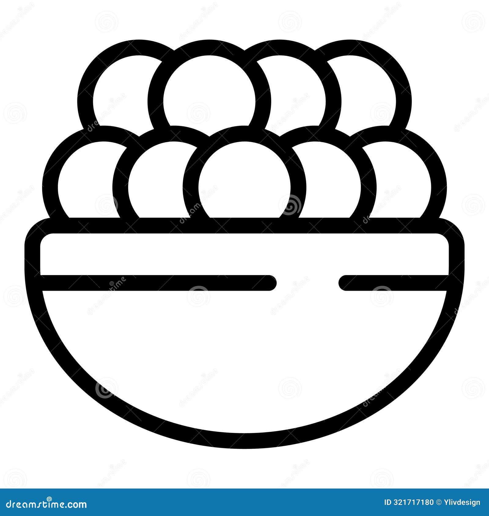 Line Drawing of Multiple Round Objects in Bowl Representing Abundance ...
