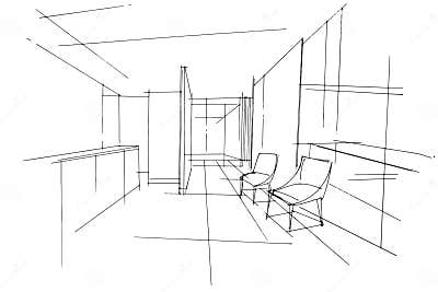 Line Drawing of Office Seats,a Line Drawing Using Interior Architecture ...