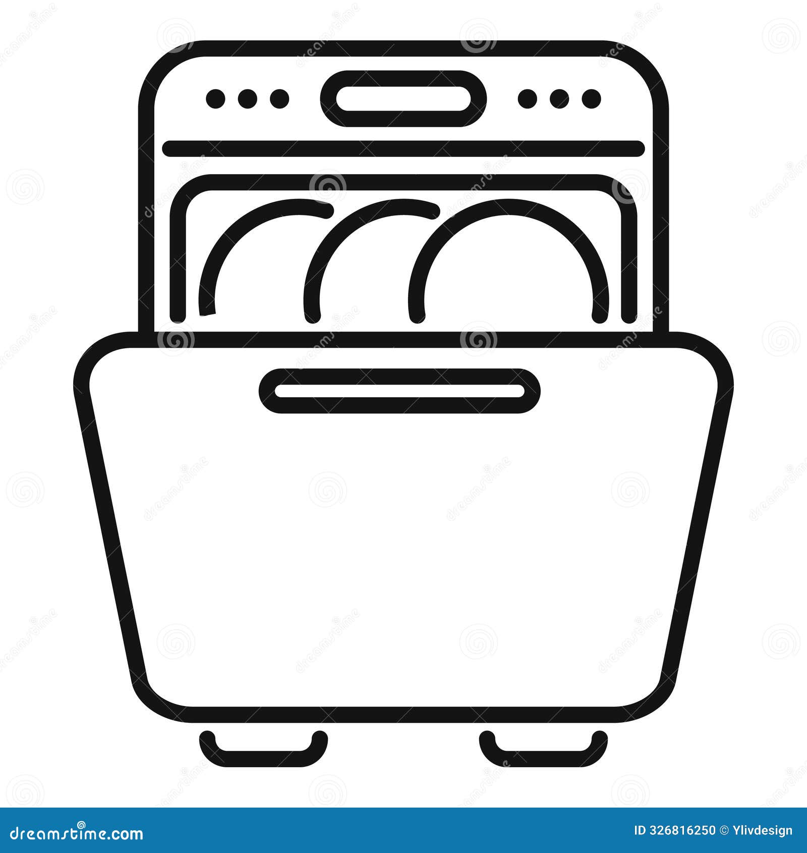 Line Drawing of an Open Dishwasher with Clean Plates Inside Stock ...