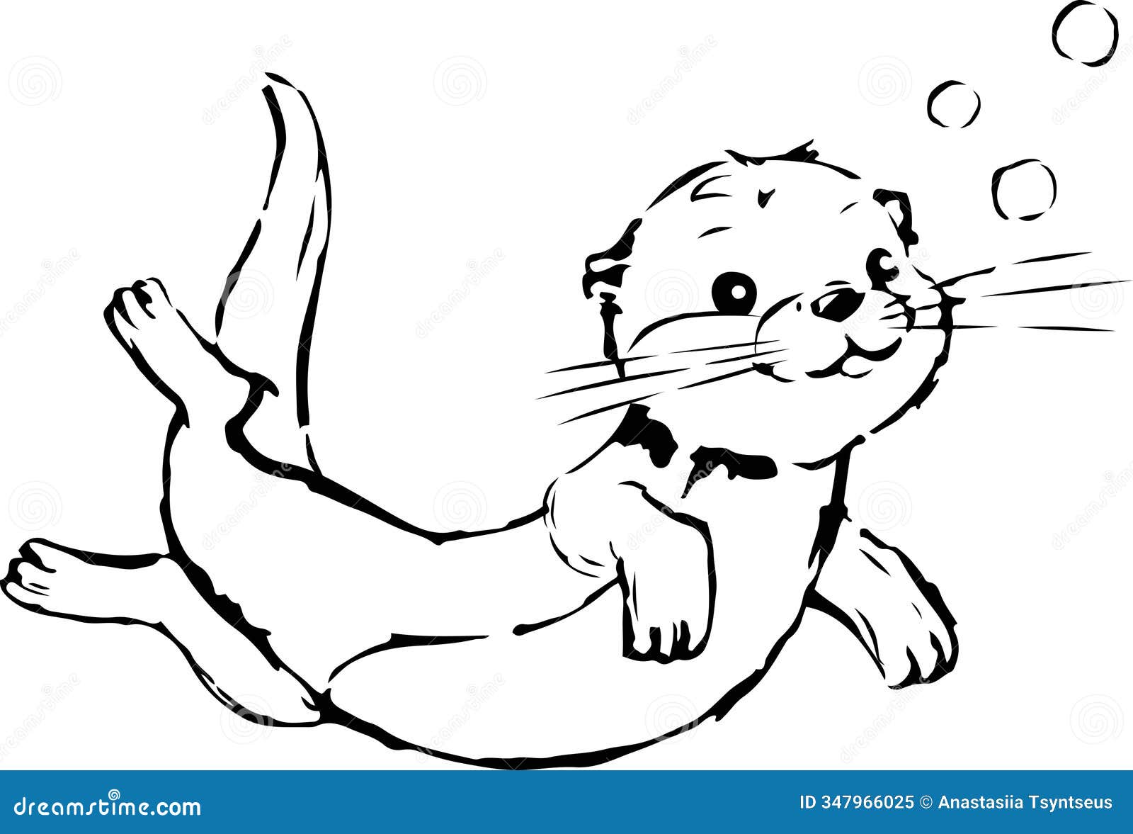 Line drawing of an otter. stock illustration. Illustration of lovely ...