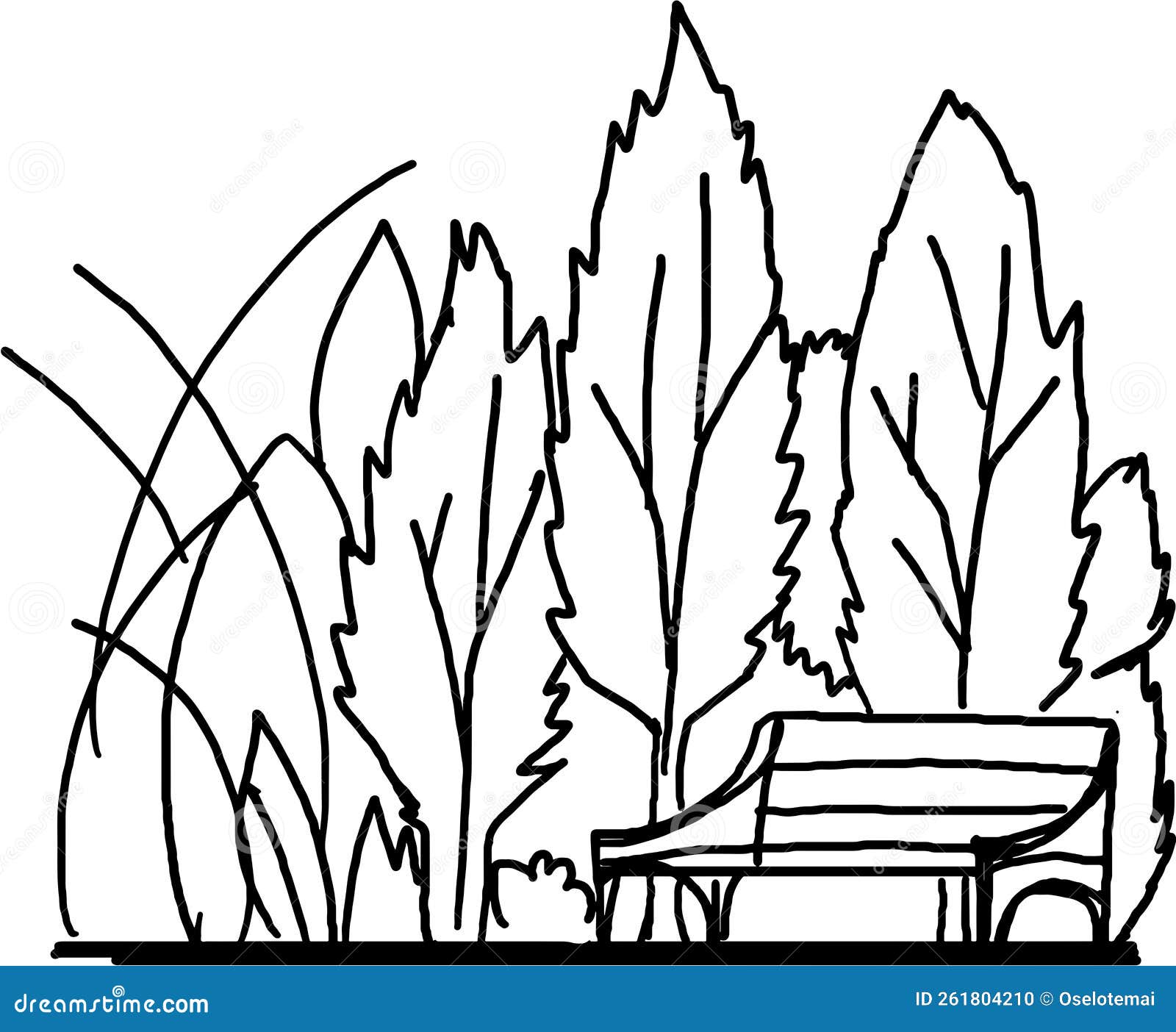 Line Drawing, Park Icon,Park and Waiting Chairs Stock Vector ...