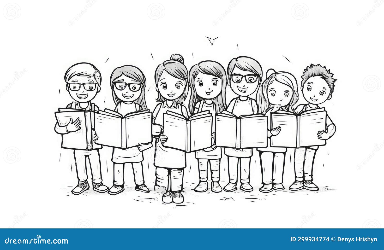 A Line Drawing of People Standing in a Row Stock Illustration ...