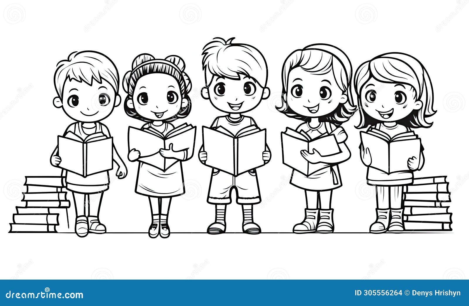 A Line Drawing of People Standing in a Row Stock Illustration ...