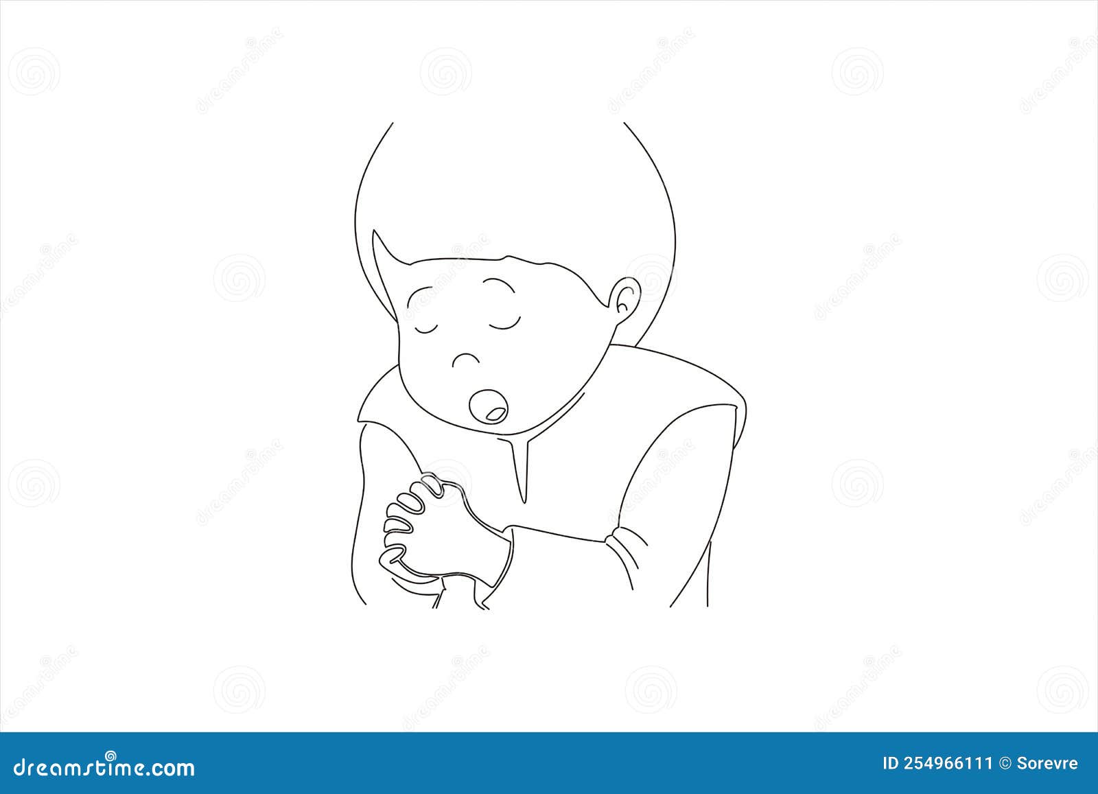 Cute Boy is Praying with Folded Hands Stock Vector - Illustration of ...