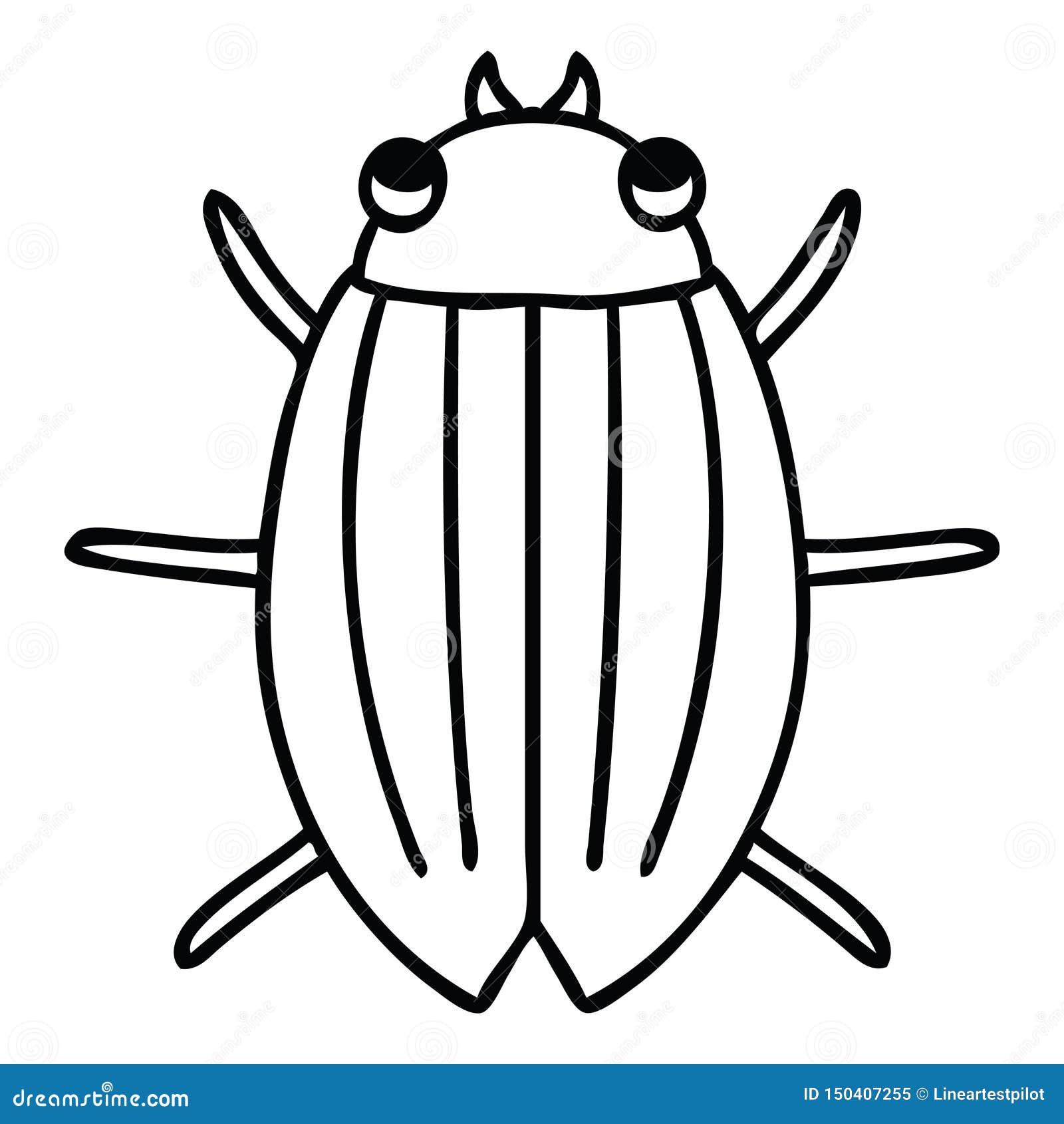 Line Drawing Quirky Cartoon Beetle Stock Vector - Illustration of crazy ...