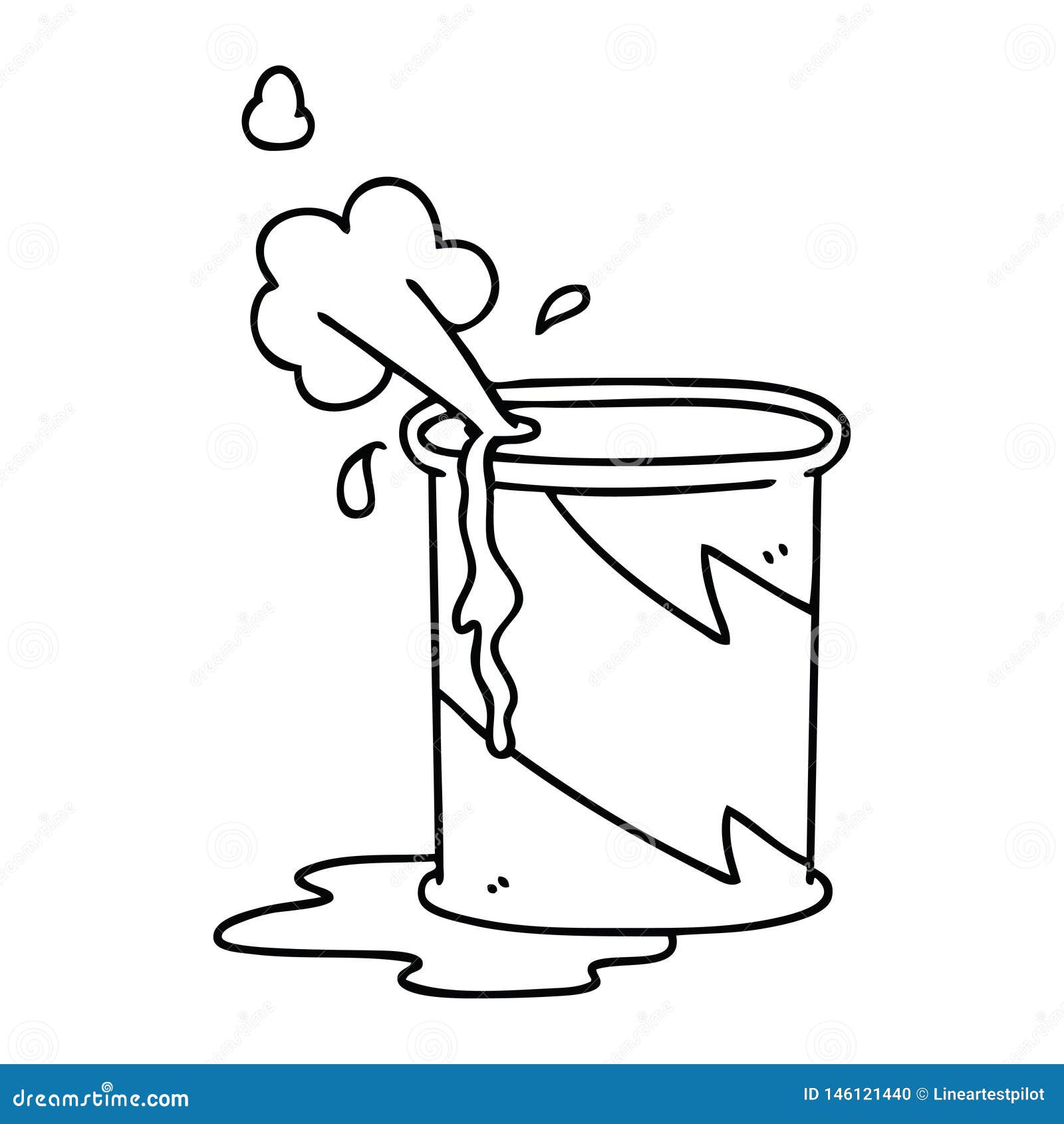 Line Drawing Quirky Cartoon Exploding Oil Can Stock Vector ...