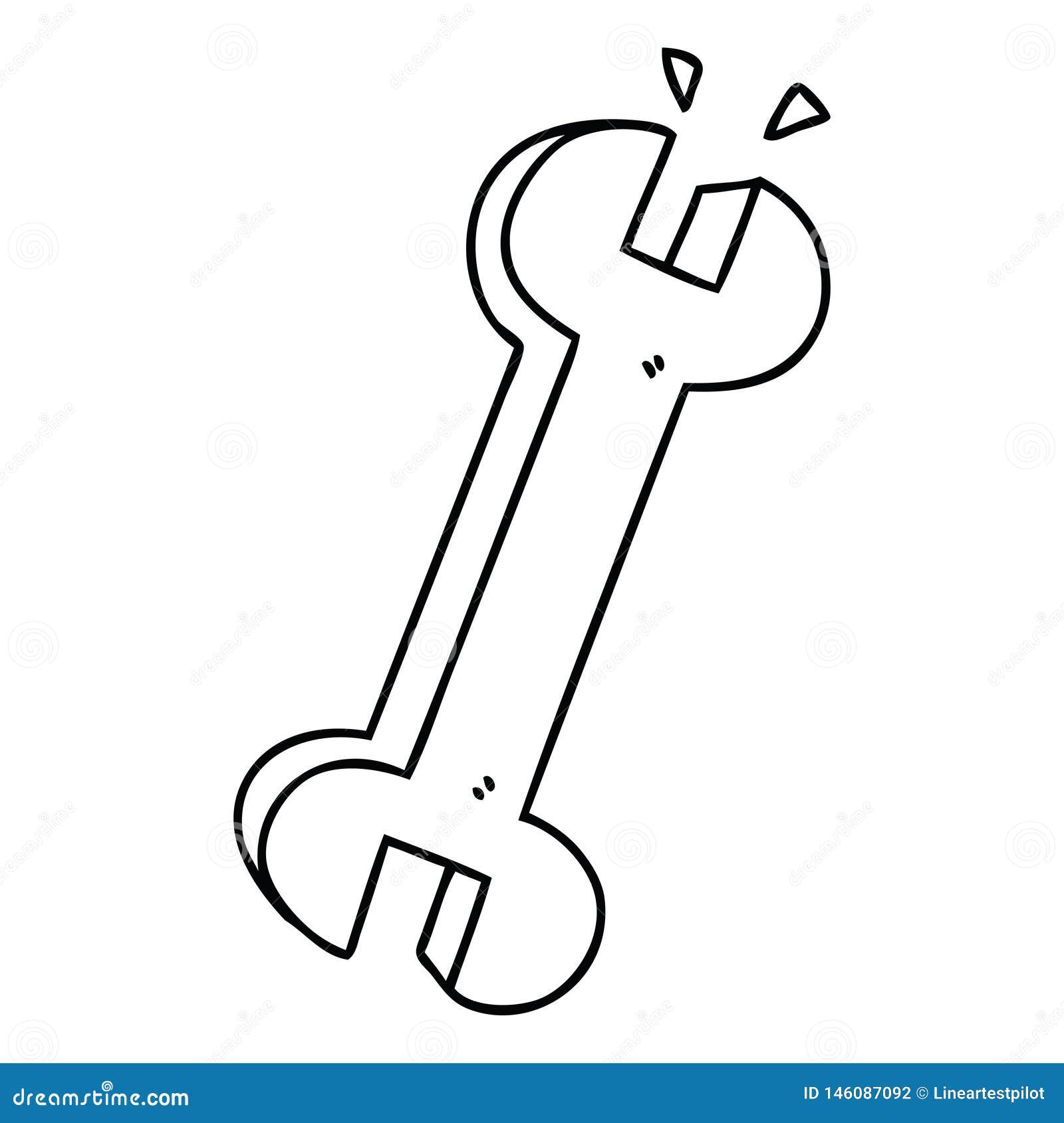 Line Drawing Quirky Cartoon Spanner Vector Illustration | CartoonDealer ...
