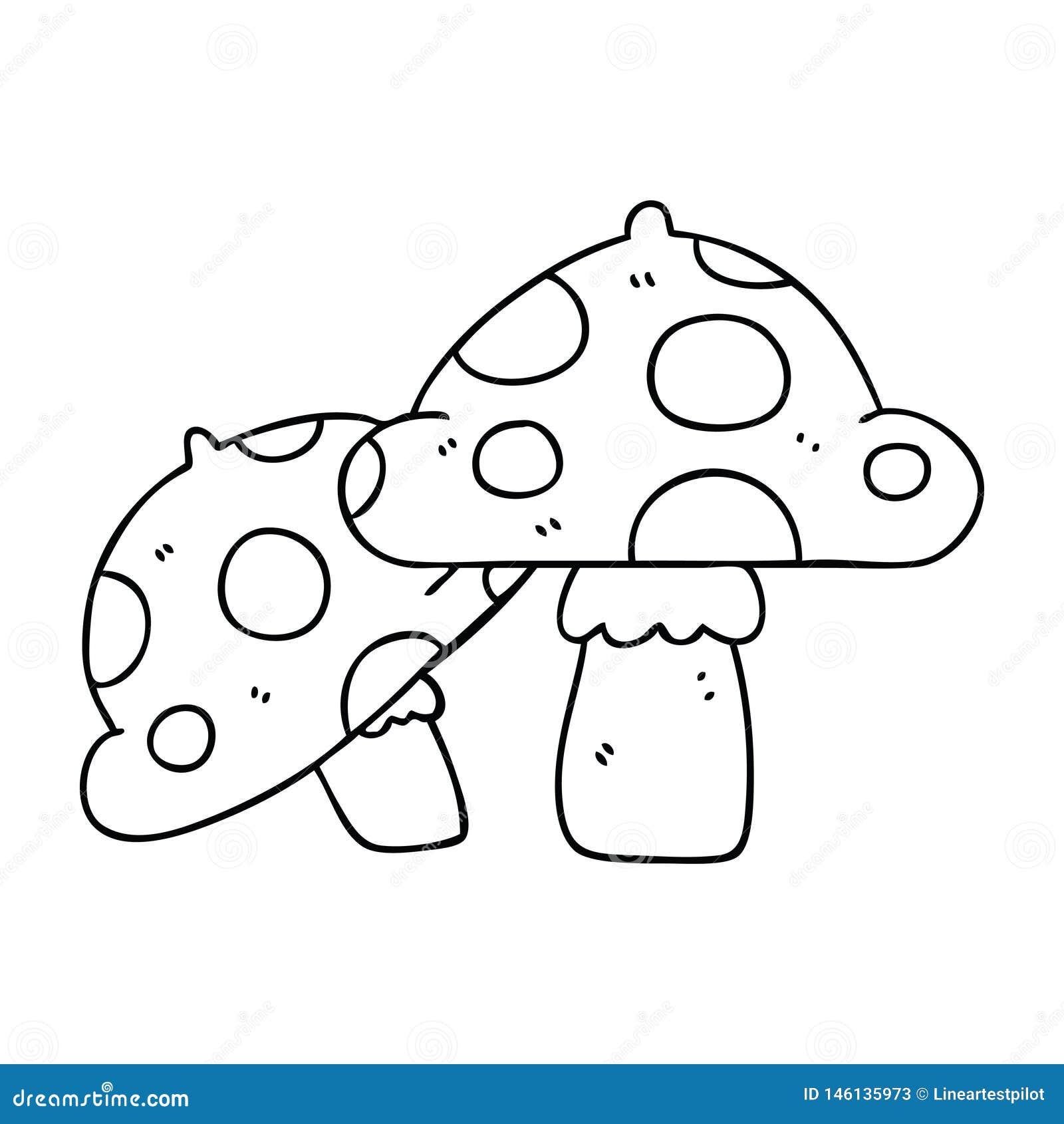 Line Drawing Quirky Cartoon Toadstools | CartoonDealer.com #146135973