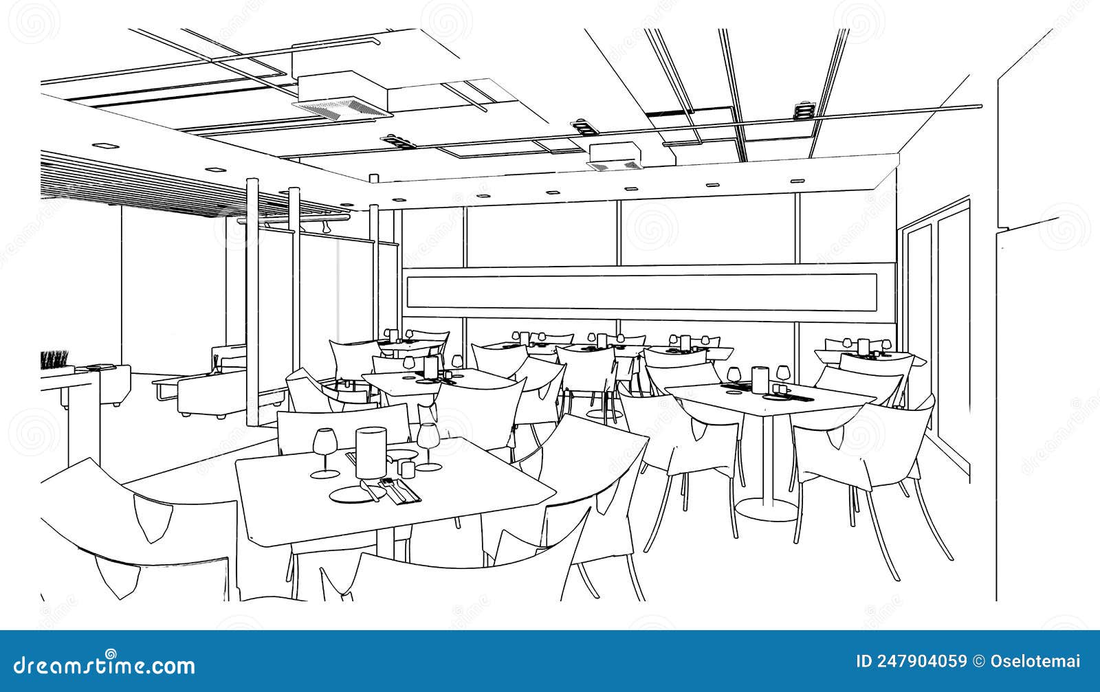 Line Drawing of Restaurant,Modern Design Stock Illustration ...