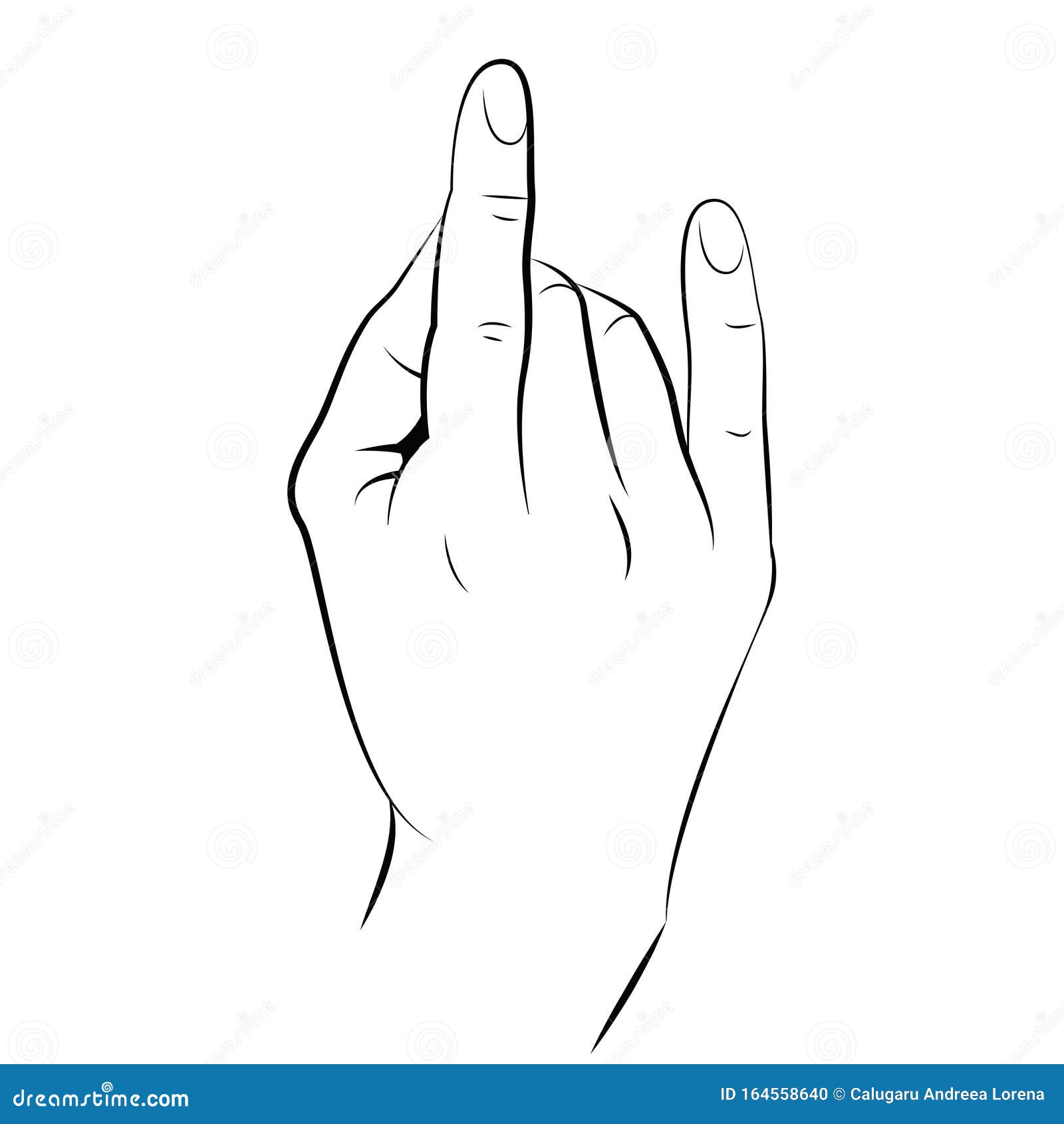Line Drawing Rock Gesture Horns Sign Stock Vector - Illustration of ...