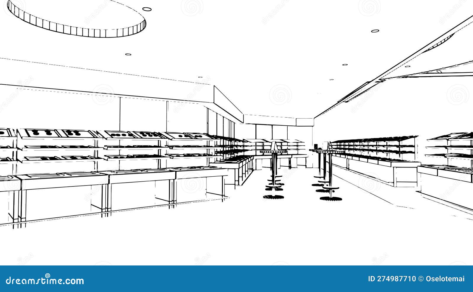 Line Drawing of a Shop Selling Bread for a Department Store,3d ...