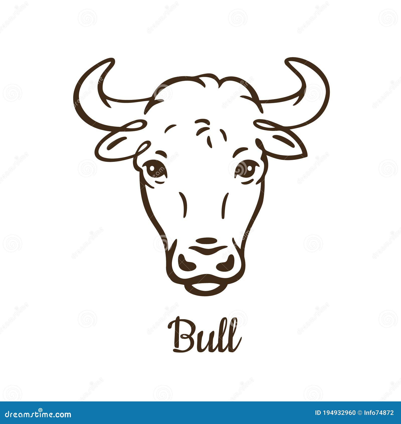 Line Drawing, Silhouette of a Bull Stock Vector - Illustration of ...