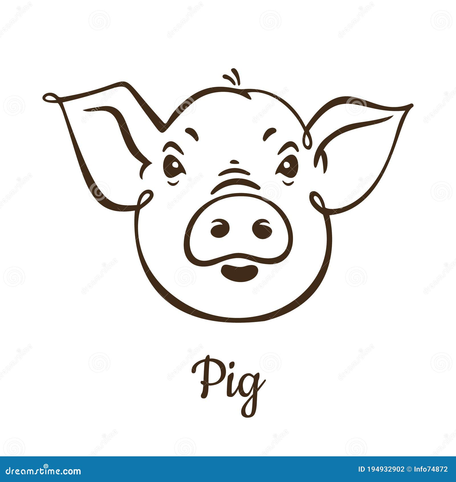 Line Drawing, Silhouette of a Pig Stock Vector - Illustration of hand ...