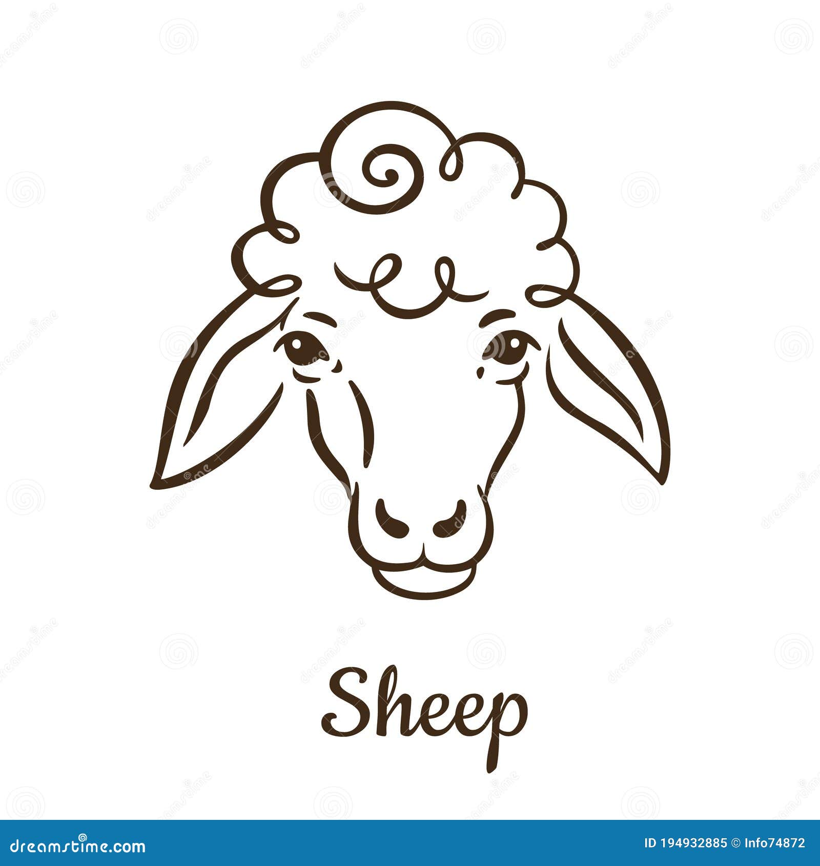 Line Drawing, Silhouette of a Sheep Stock Vector - Illustration of ...