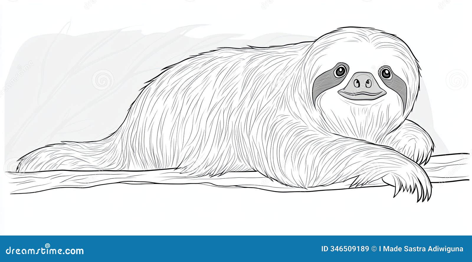 Line Drawing of a Sloth Relaxing on a Branch Stock Illustration ...
