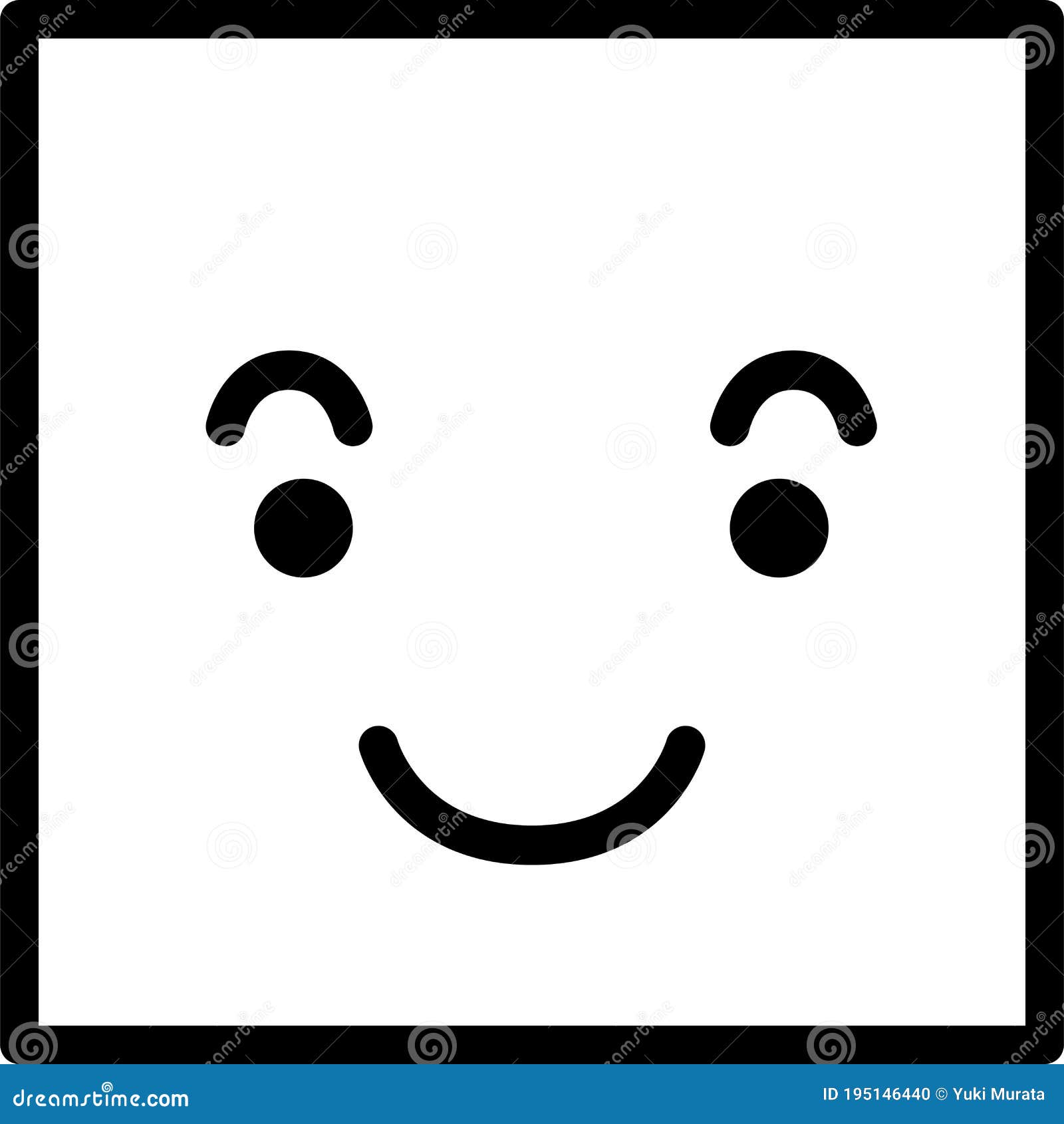 Line Drawing of Square Emoticon Icon Stock Vector - Illustration of ...