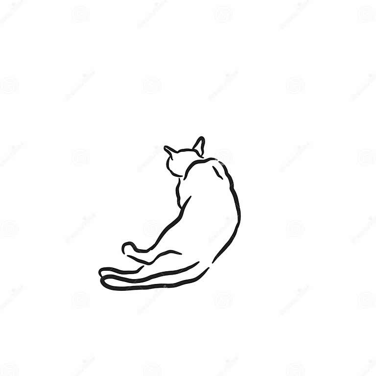 Line Drawing of a Stray Cat Stock Illustration - Illustration of sketch ...