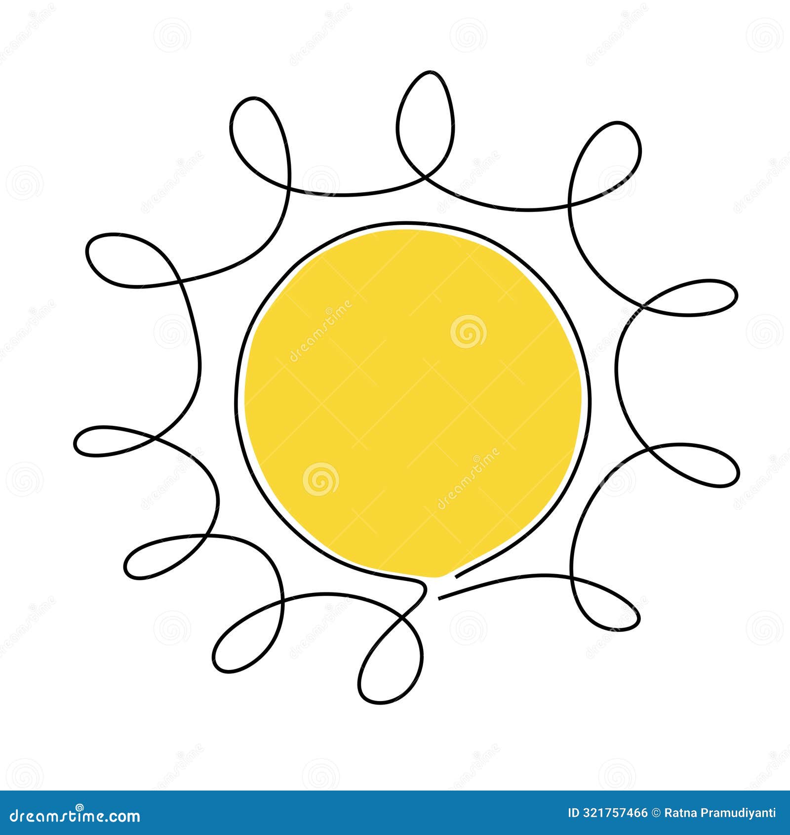 Line Drawing of Sun in Continuous One Single Doodle Hand Drawn Stock ...