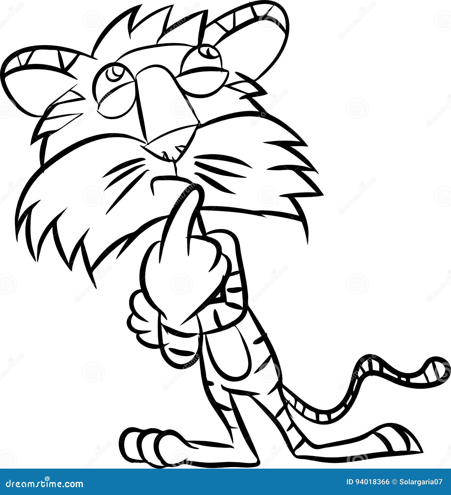Line Drawing Tiger Be Thinking - Vector Illustration Stock Vector ...