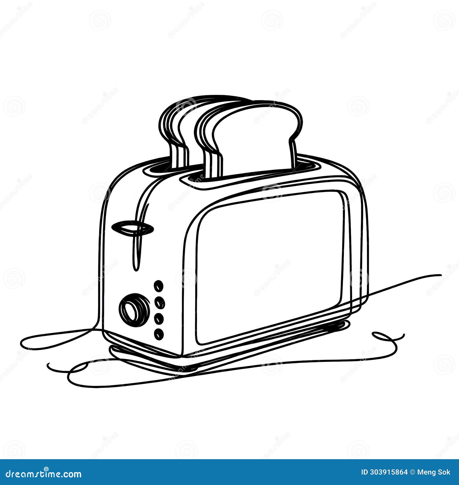 A Line Drawing of a Toaster with Two Slices of Bread Popping Out ...
