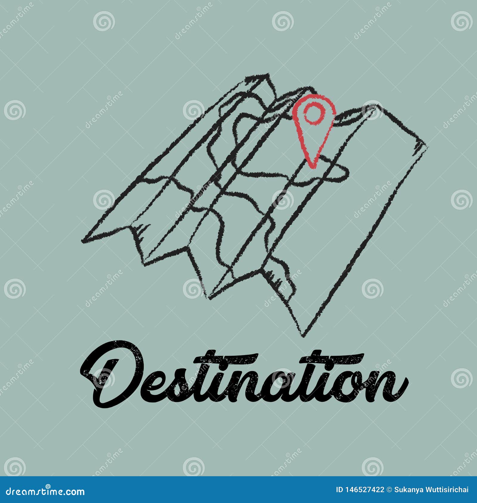 Line Drawing of Travel Destination Map Stock Vector - Illustration of ...