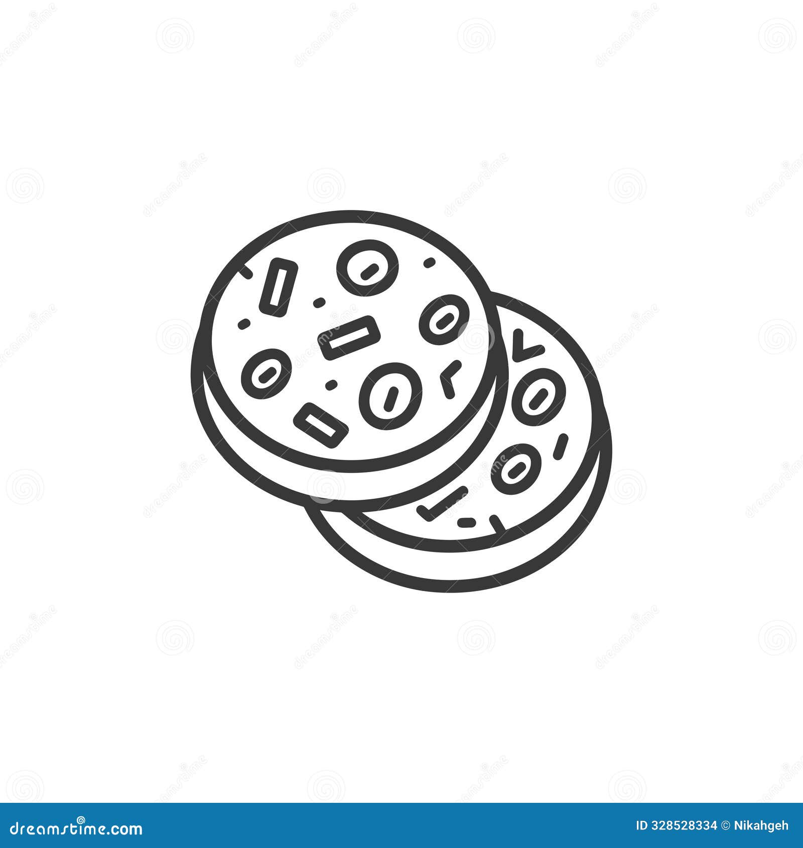 Line Drawing of Two Cookies with Chocolate Chips Stock Vector ...