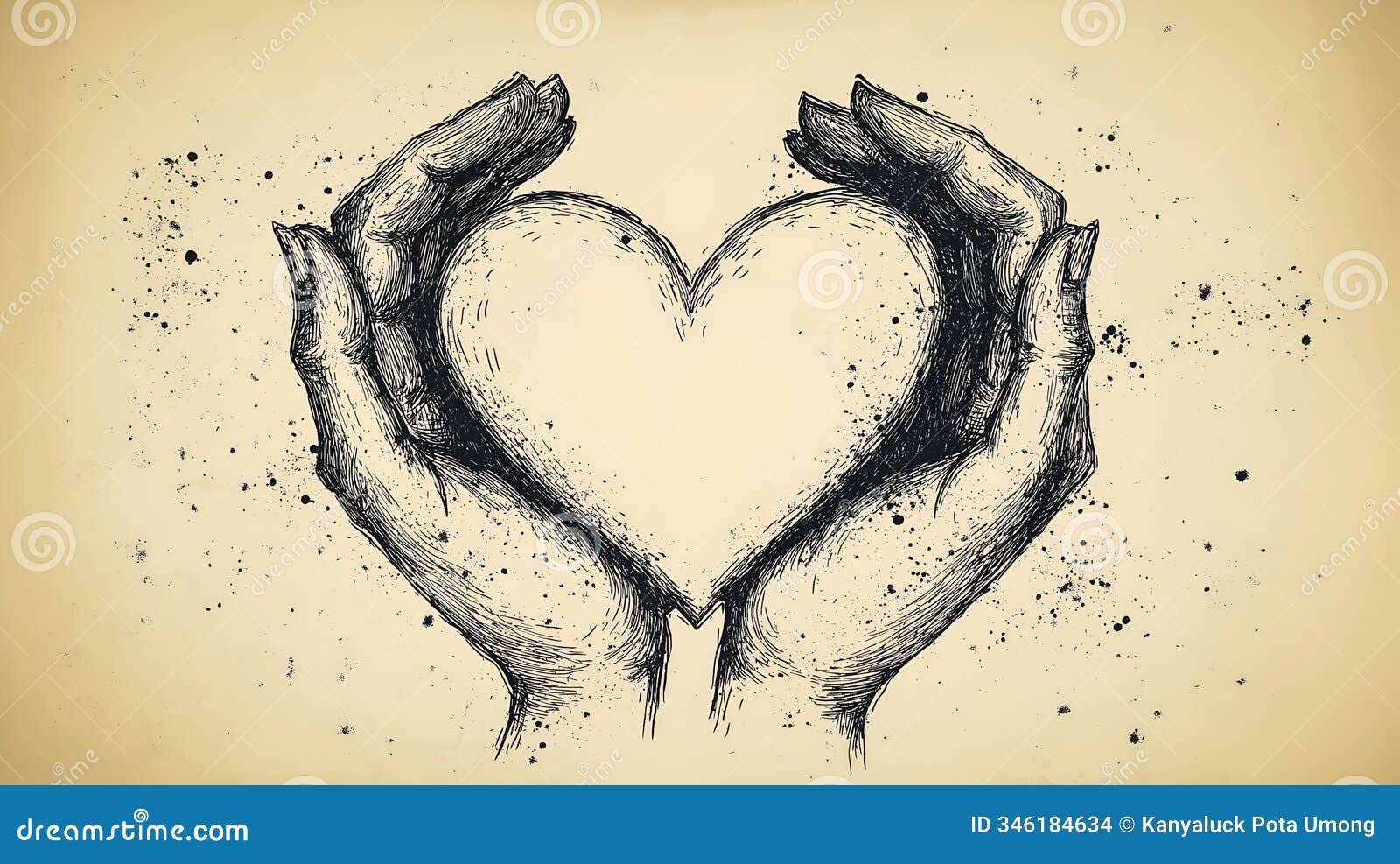 Line Drawing of Two Hands Holding a Heart. Coloring Page Stock ...