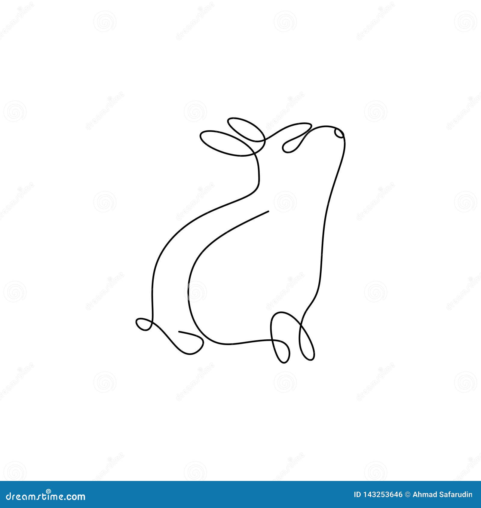 Line Drawings Keep on Rabbit Animals, Simple Lines Stock Vector ...