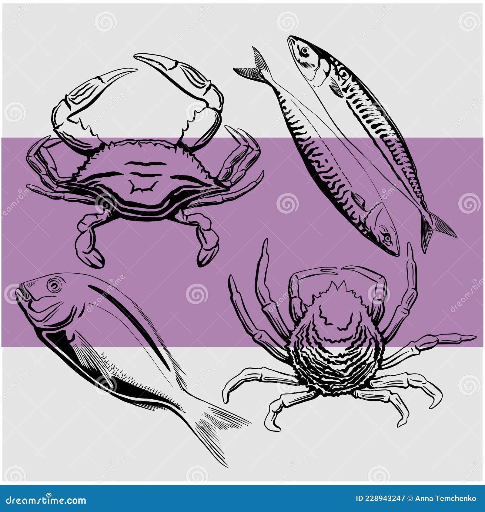 Line Drawn Seafood for Logos. Vector Stock Vector - Illustration of ...
