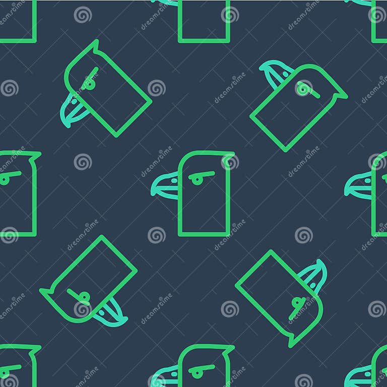 Line Eagle Head Icon Isolated Seamless Pattern on Blue Background ...