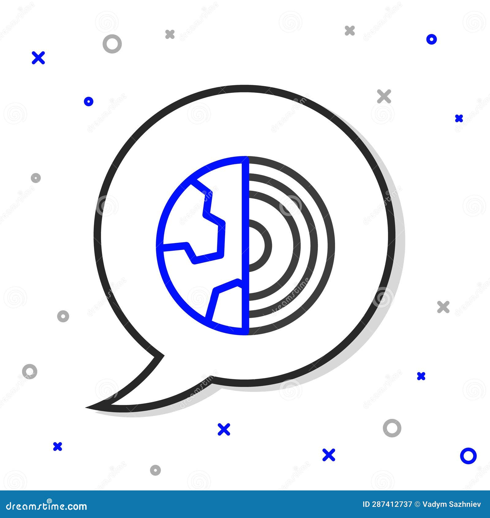 Line Earth Core Structure Crust Icon Isolated on White Background ...