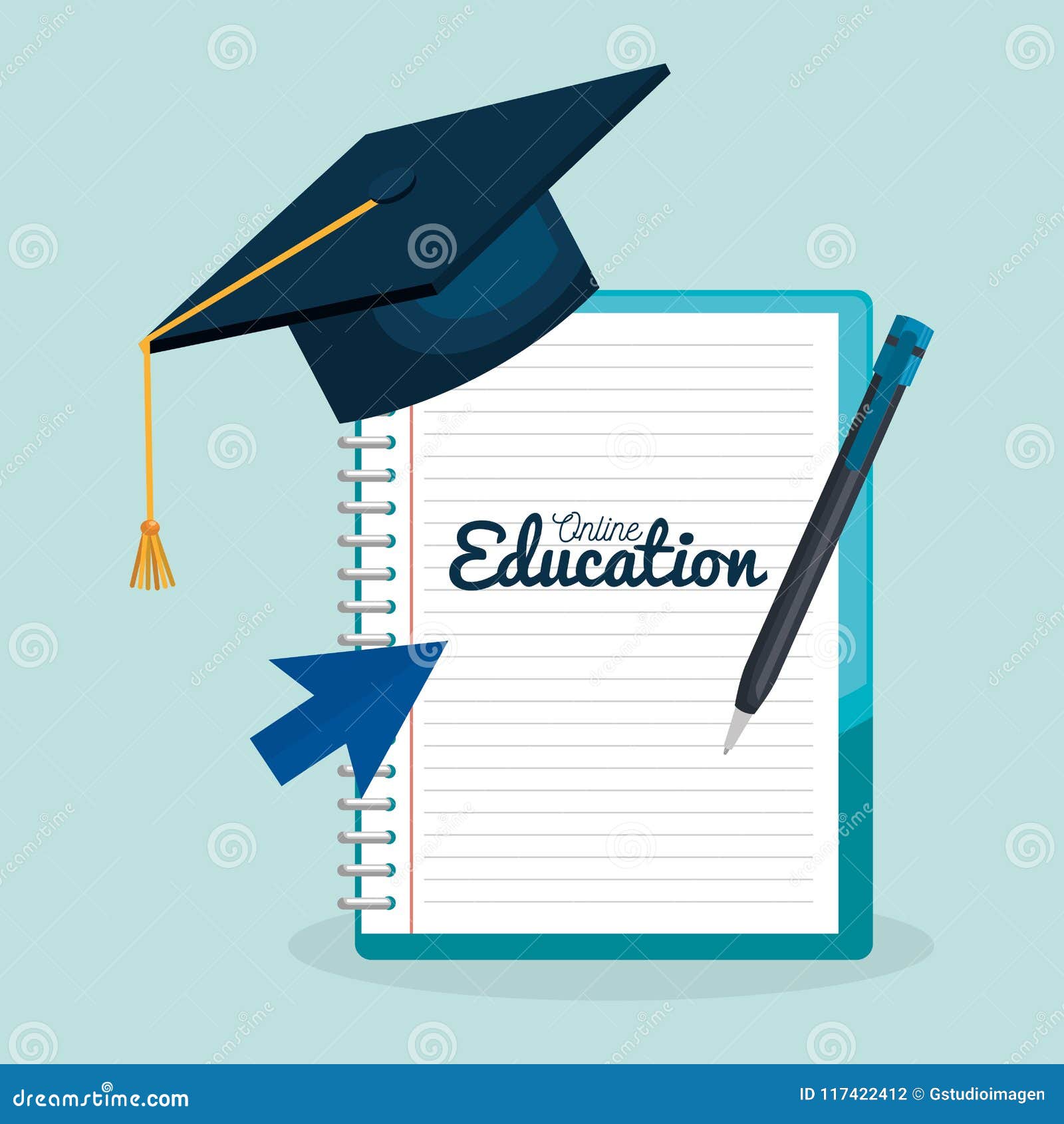 On Line Education with Notebooks Stock Vector - Illustration of ...