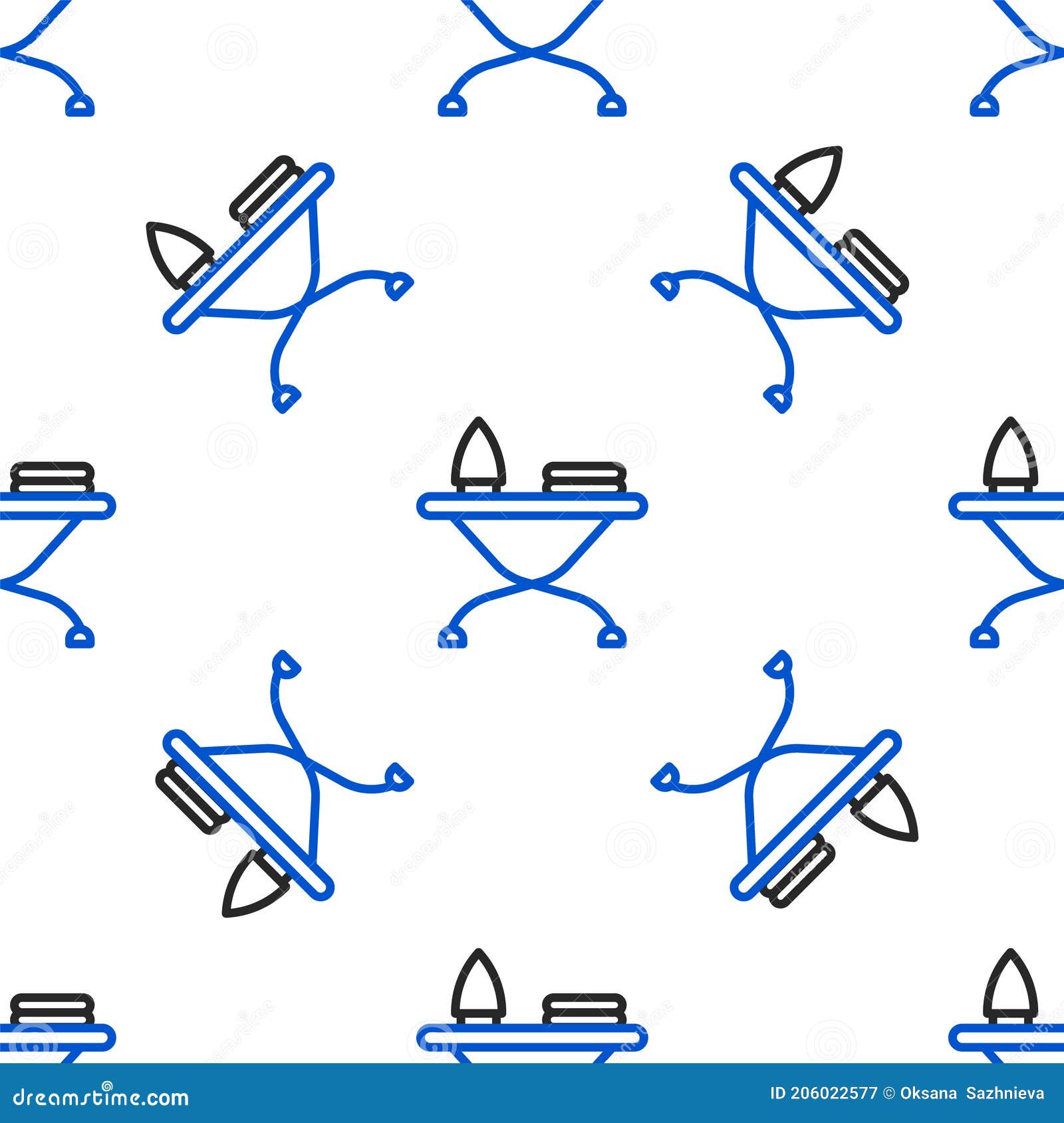 Line Electric Iron And Ironing Board Icon Isolated Seamless Pattern On