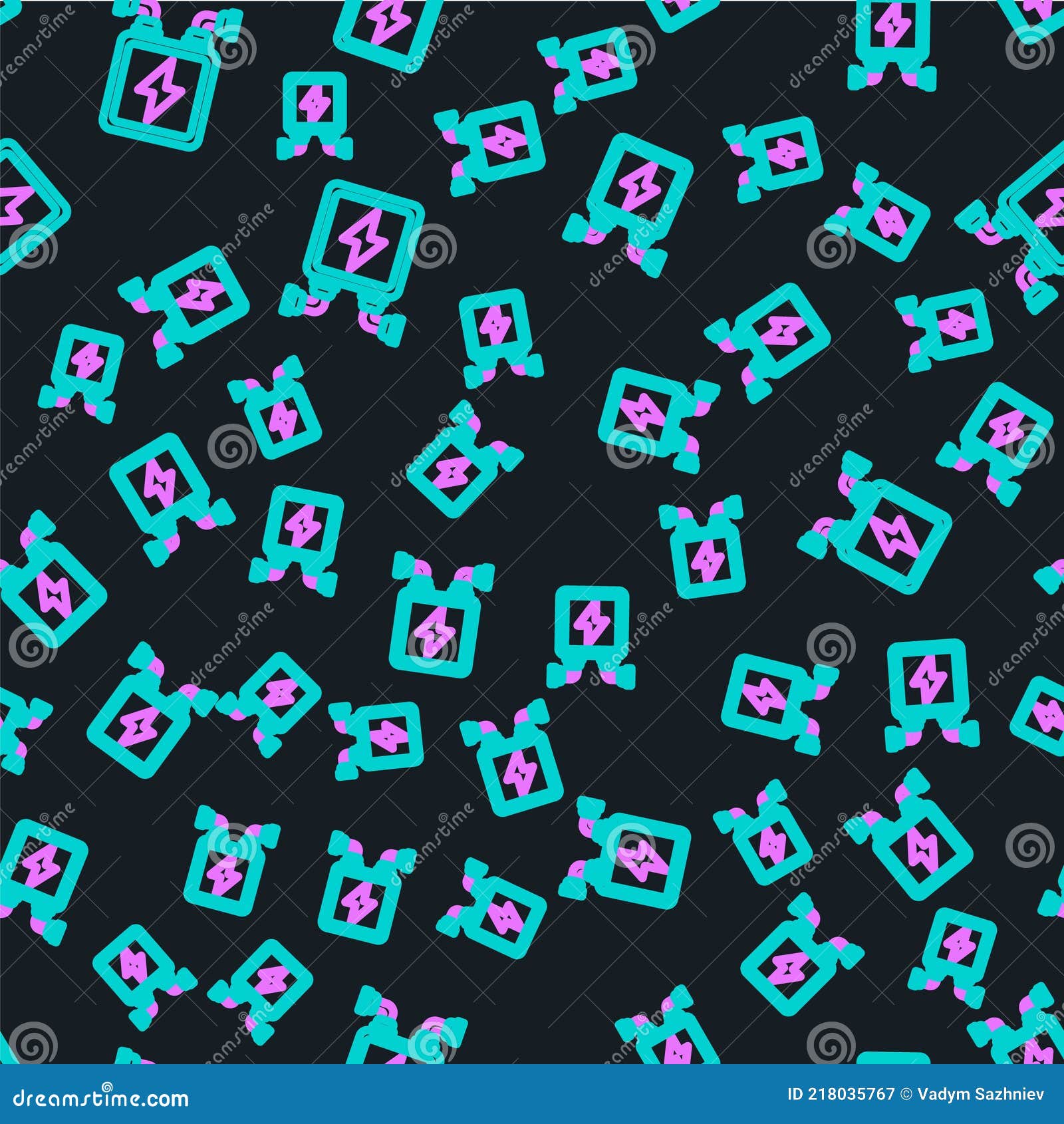 Line Electric Transformer Icon Isolated Seamless Pattern on Black ...