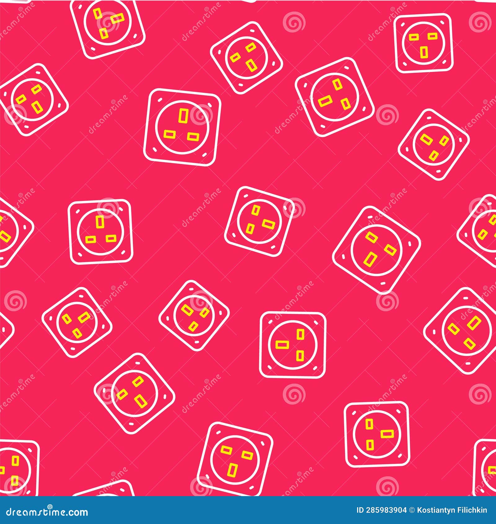 Line Electrical Outlet Icon Isolated Seamless Pattern on Red Background ...