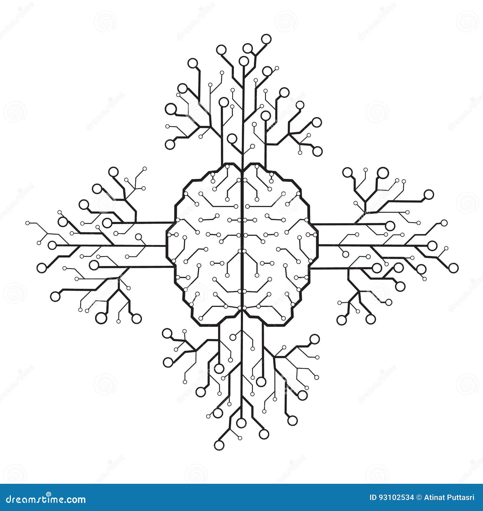 Line electronic brain . stock vector. Illustration of engineering ...