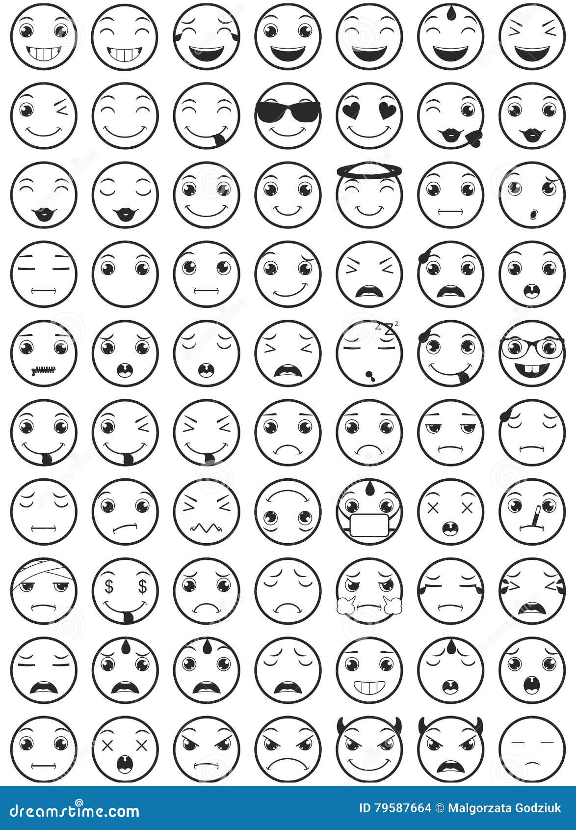 Line Emoticons / Emoji Vector Set | CartoonDealer.com #79587664