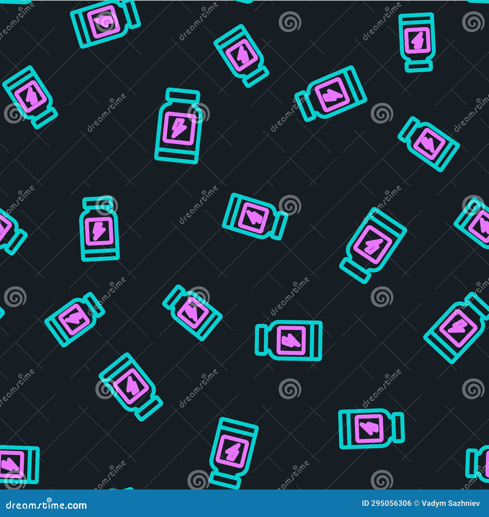 Line Energy Drink Icon Isolated Seamless Pattern on Black Background ...