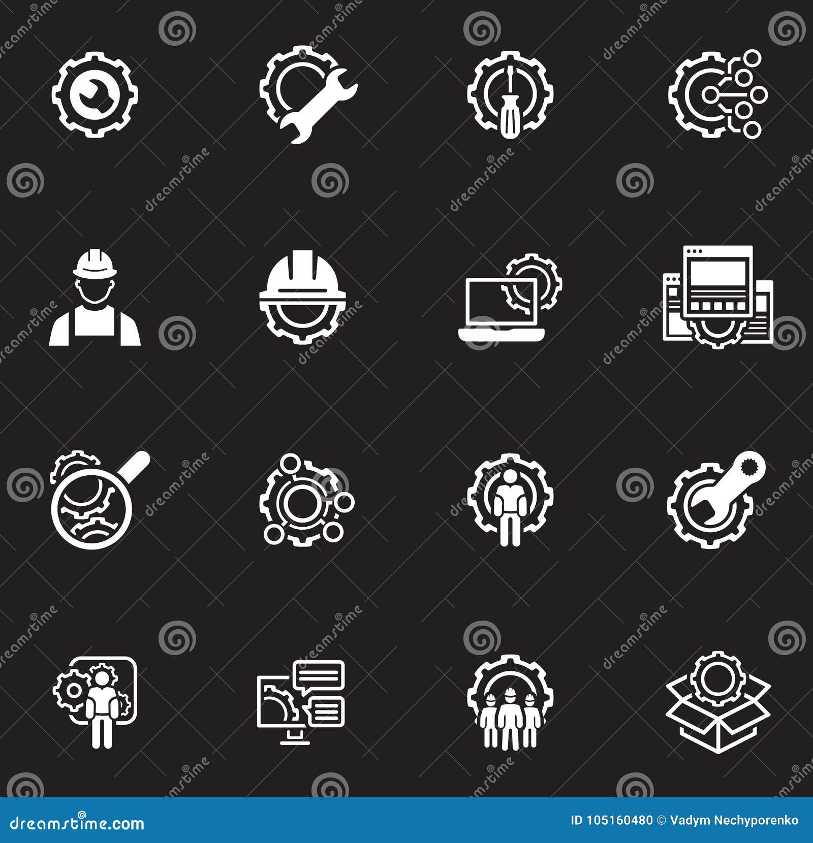Line Engineering Icons stock vector. Illustration of technician - 105160480