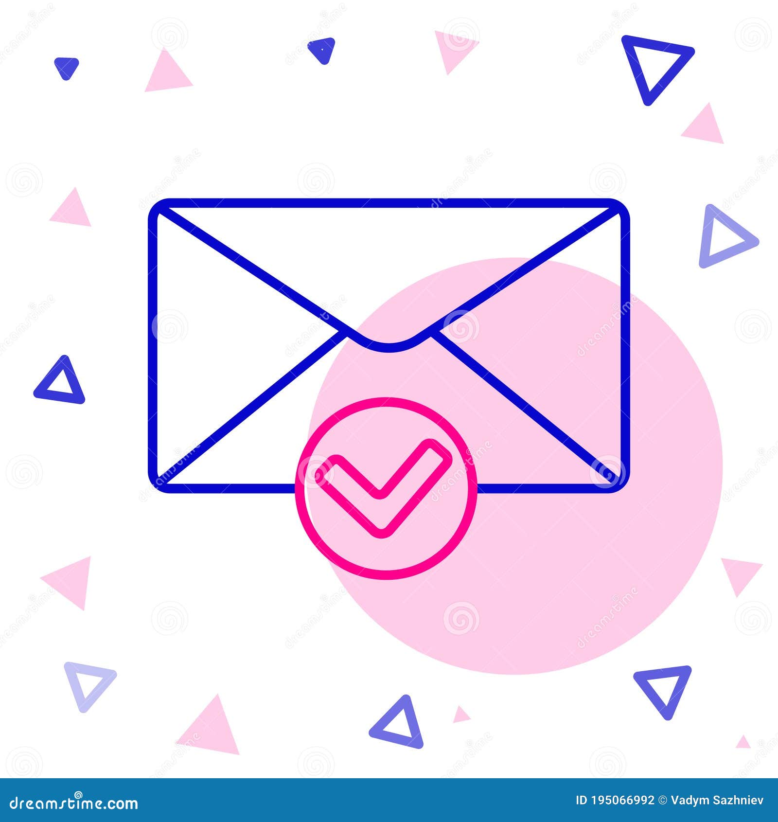 Line Envelope and Check Mark Icon Isolated on White Background ...